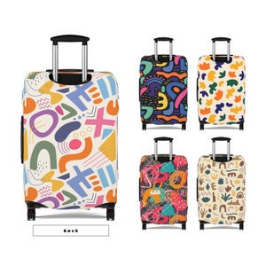 Suitcase Protector Luggage Cover Colorful Funky Retro Abstract Shapes ...