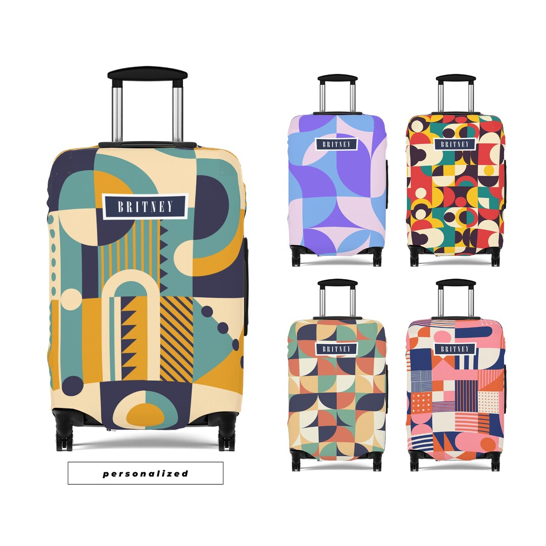 Suitcase Cover Luggage Protector Colorful Abstract Geometric Shapes ...