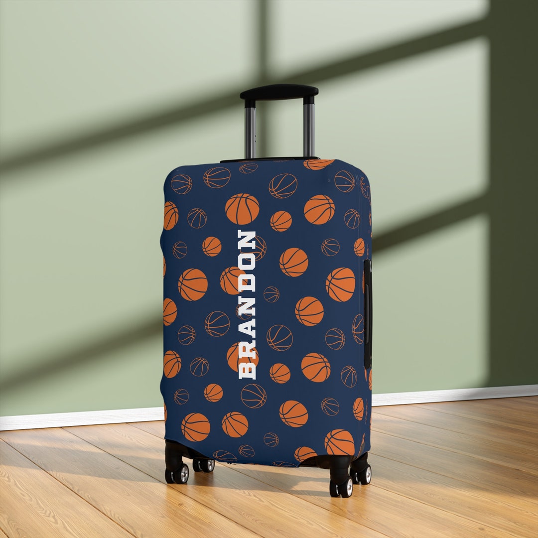 Luggage Cover Suitcase Protector Custom Blue Orange Basketball Sport ...