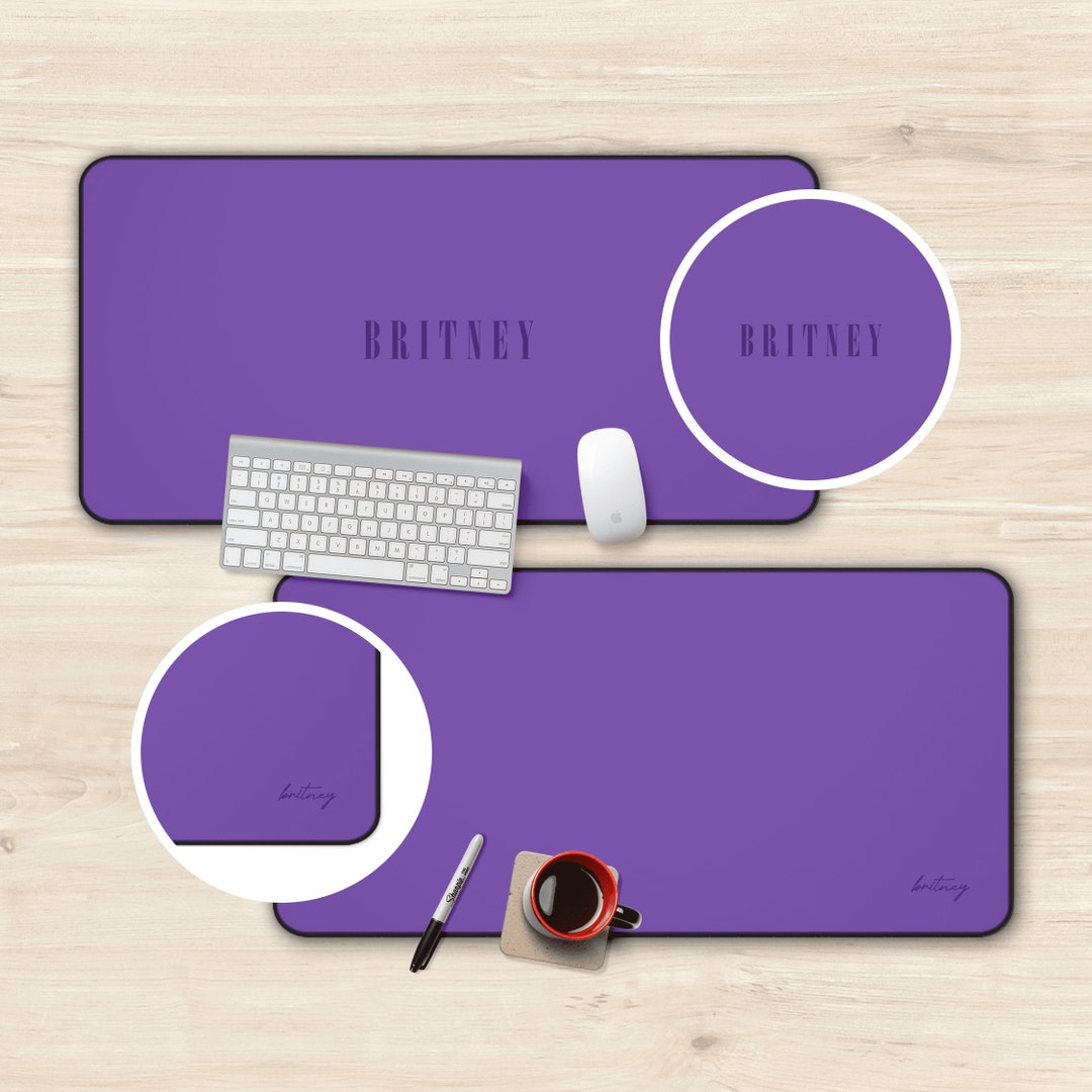 Purple Desk Mat Personalized Custom Name Aesthetic Pale Royal Violet ...