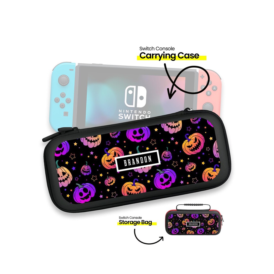 Halloween Nintendo Switch Case: Neon Pumpkin Pattern Hard Shell Travel ...