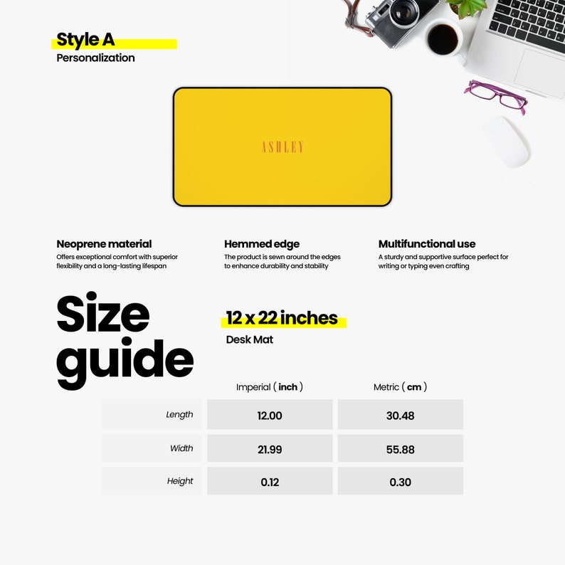 Yellow Desk Mat Personalized Custom Name Aesthetic Sunflower Amber ...