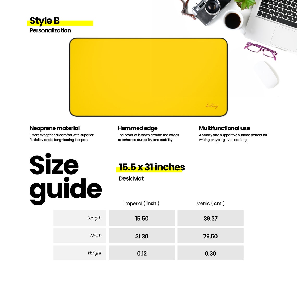 Yellow Desk Mat Personalized Custom Name Aesthetic Sunflower Amber ...