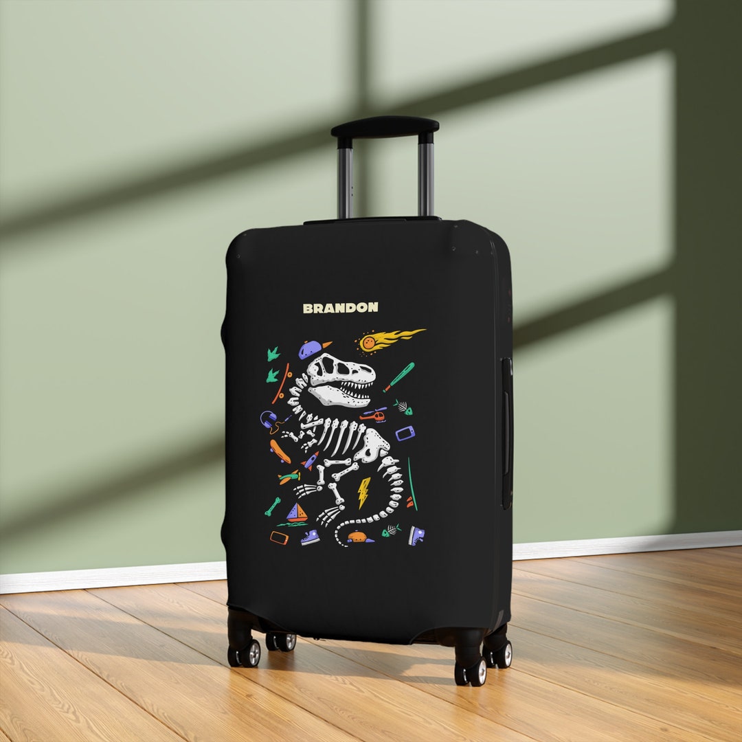 Dinosaur Luggage Cover Suitcase Protector Cool Black Tyrannosaurus Rex ...