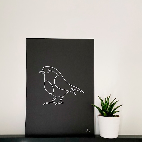 Robin Line Art Print Abstract Robin Print for Walls - Etsy