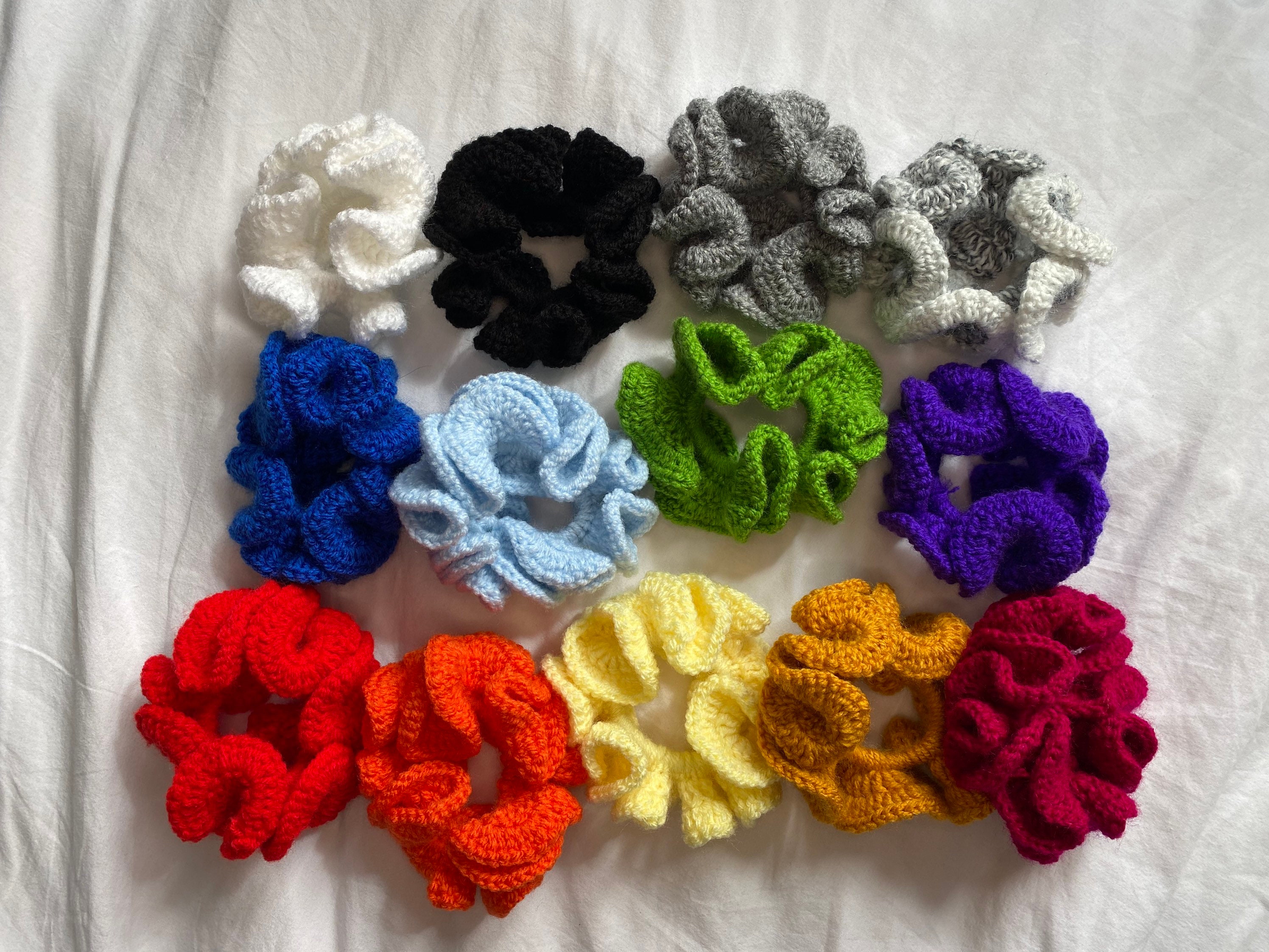 Handmade crotchet scrunchies wool/yarn | Etsy