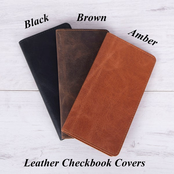 Leather Checkbook Cover for Men - Etsy
