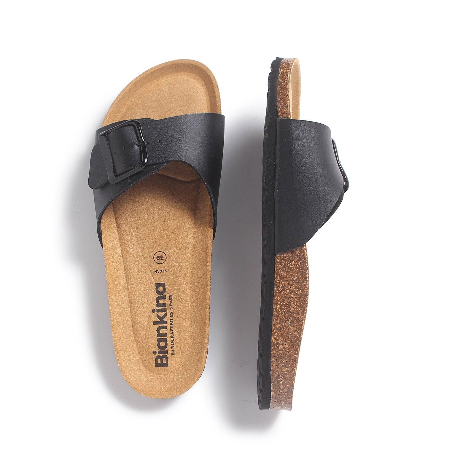 Cork Slide Sandals for Women - Original Cushioned Footbed - Vegan ...