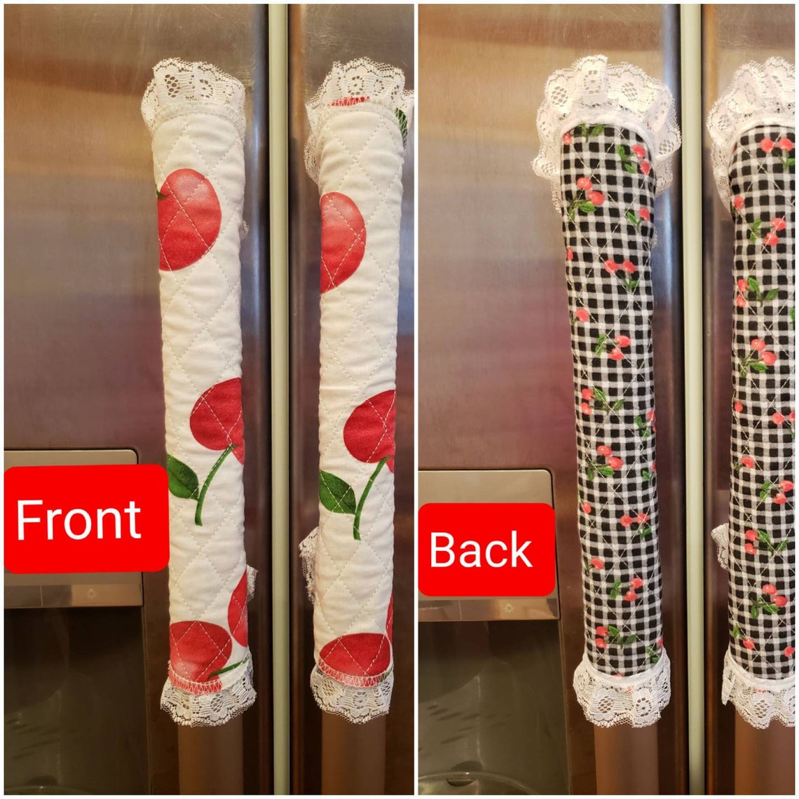 Refrigerator door handle covers cotton fabric velcro loops | Etsy