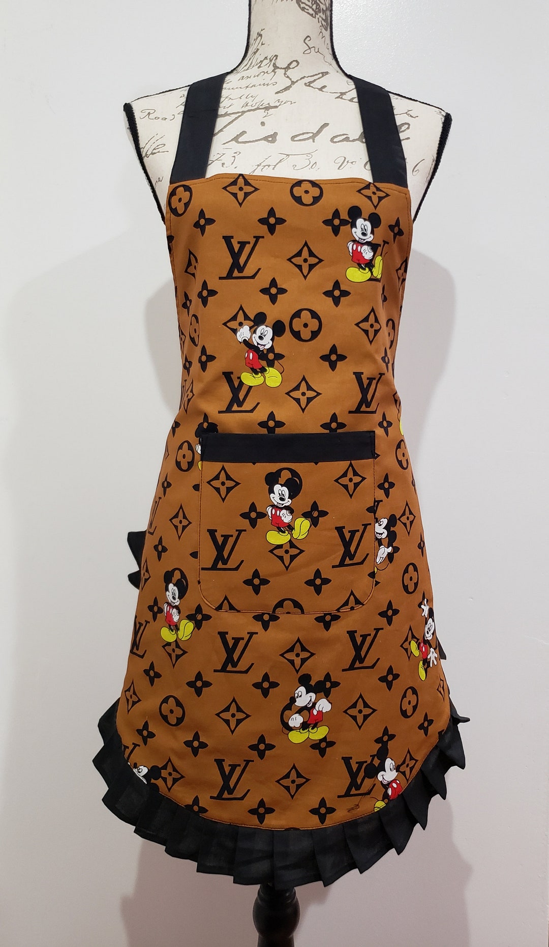 Mickey Mouse Aprons, Flower Aprons, Cotton Fabric Women's Apron With ...