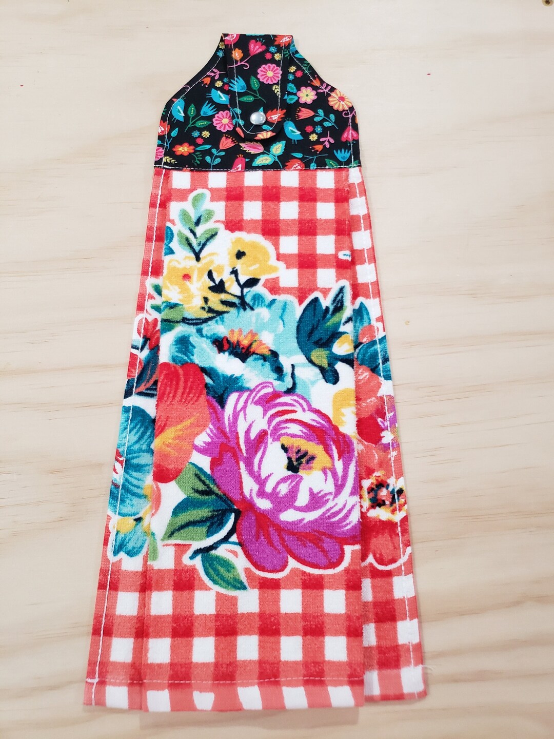 Floral Kitchen Hanging Towel, 100% Cotton Dish Towel With Snap - Etsy