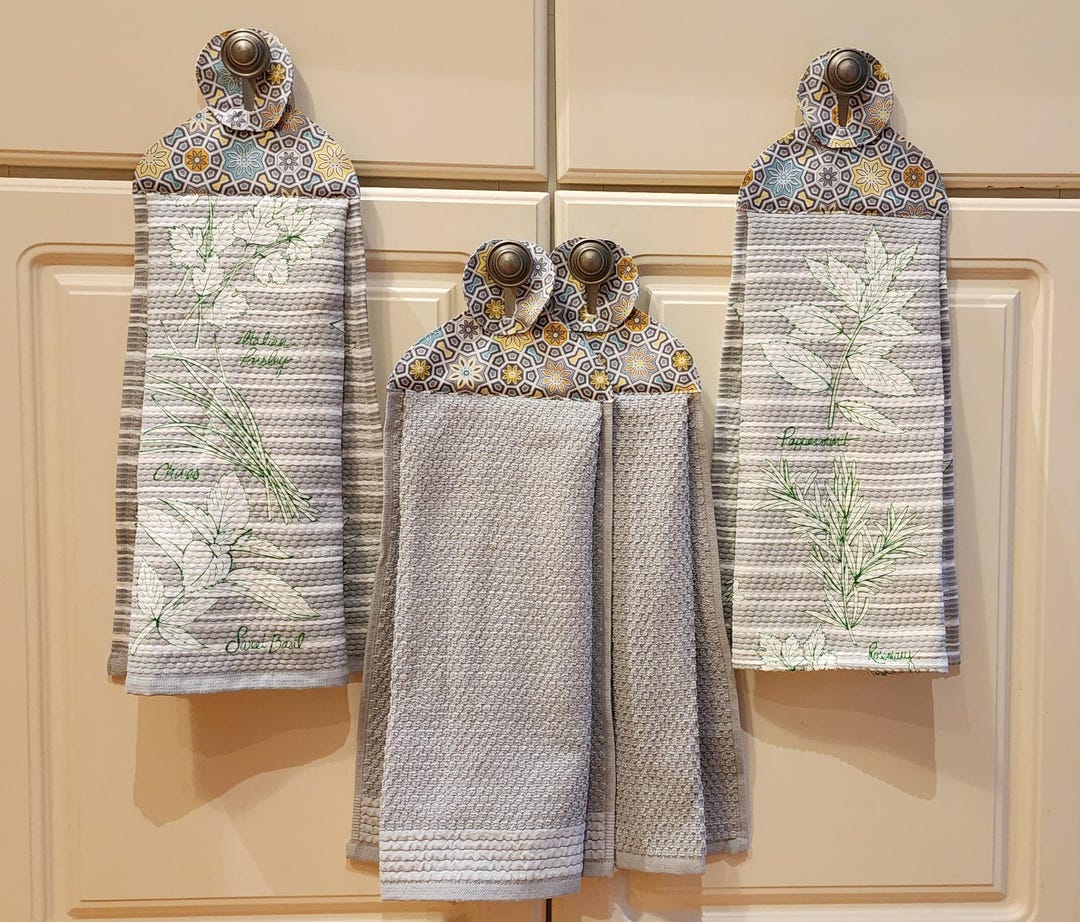 Cotton Hanging Kitchen Towel, Button Loop Dish Towel - Etsy
