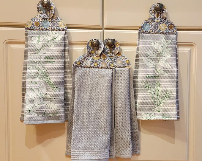 Cotton Hanging Kitchen Towel, Button Loop Dish Towel - Etsy