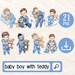 Baby Boy With Teddy Bear PNG Set. 21 Baby Boy Clipart. Baby Shower Boys ...