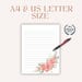 Printable Lined Paper With Roses. Beautiful Pink Rose Floral Writing ...