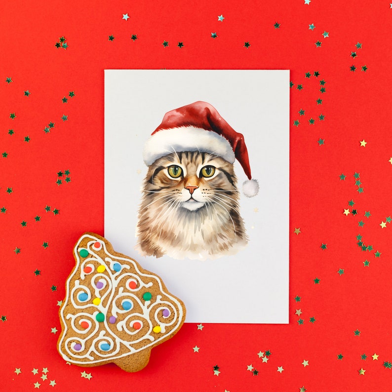 Christmas Tabby Cats Clipart Set. 28 Adorable Watercolor Tabby - Etsy