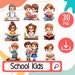 School Kids and School Activities Clipart Set - 30 PNG Students in ...