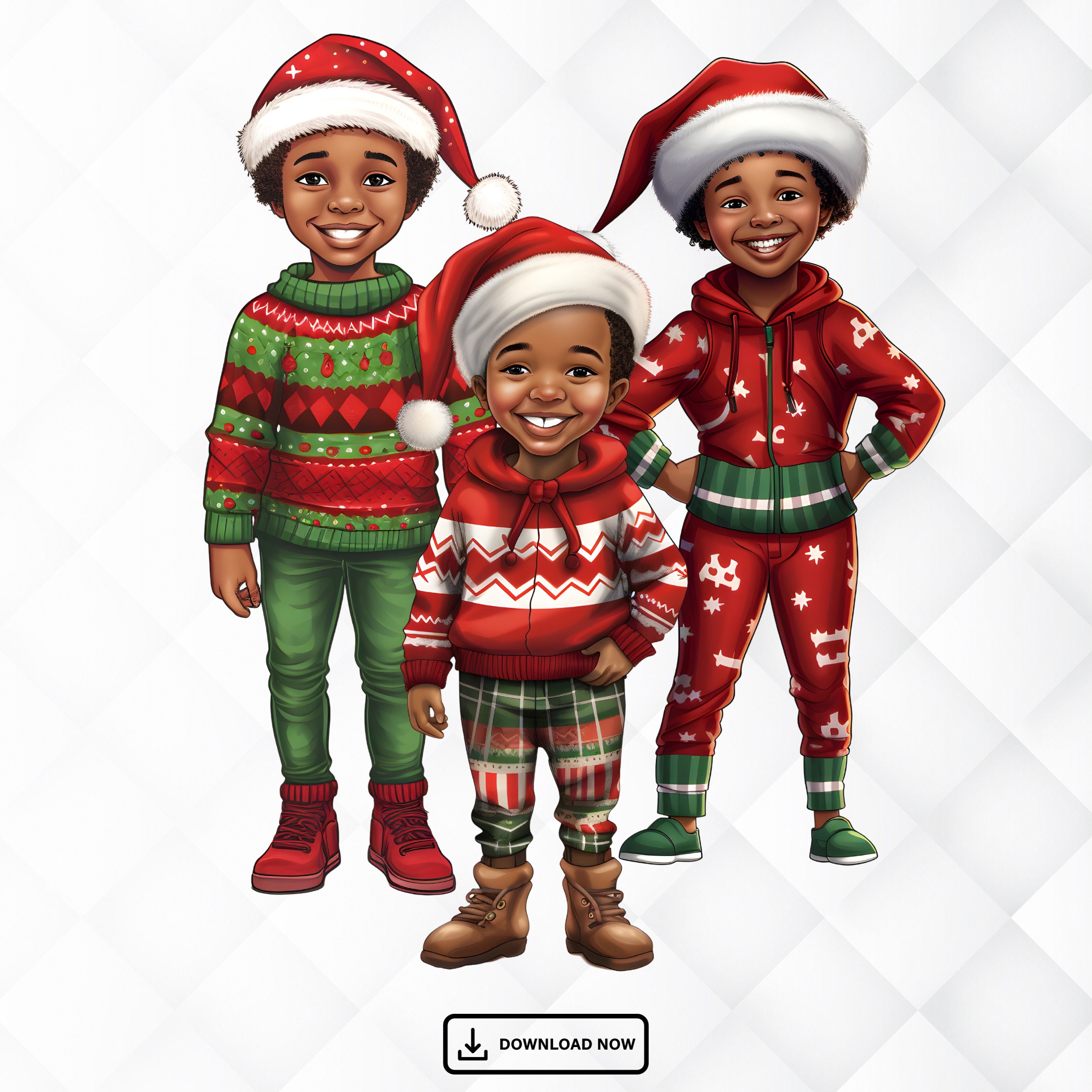 Christmas African American Boys Clipart. 24 Cute Christmas Black Boys ...