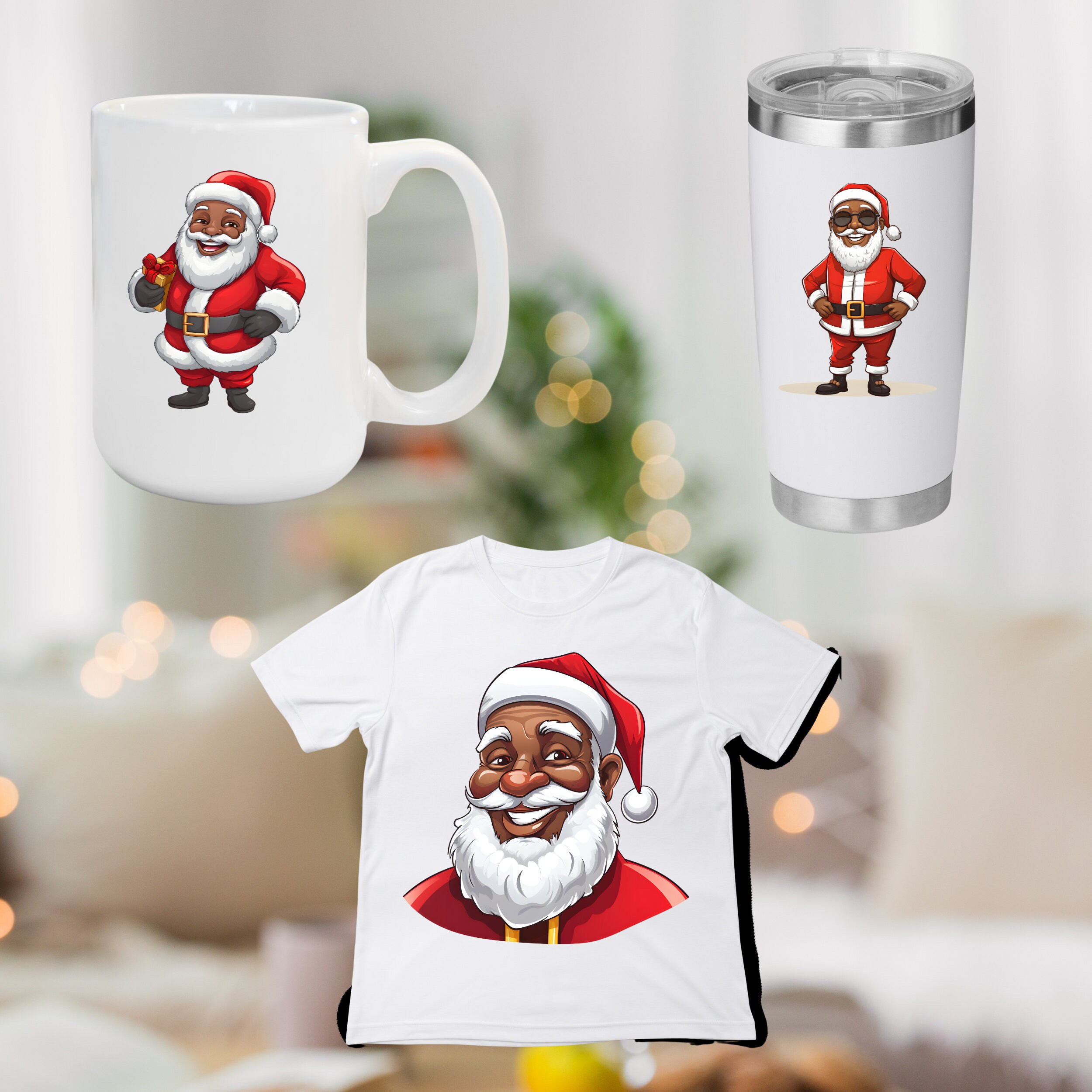 Black Santa Claus Clipart Set. 25 African American Santa Claus PNG ...