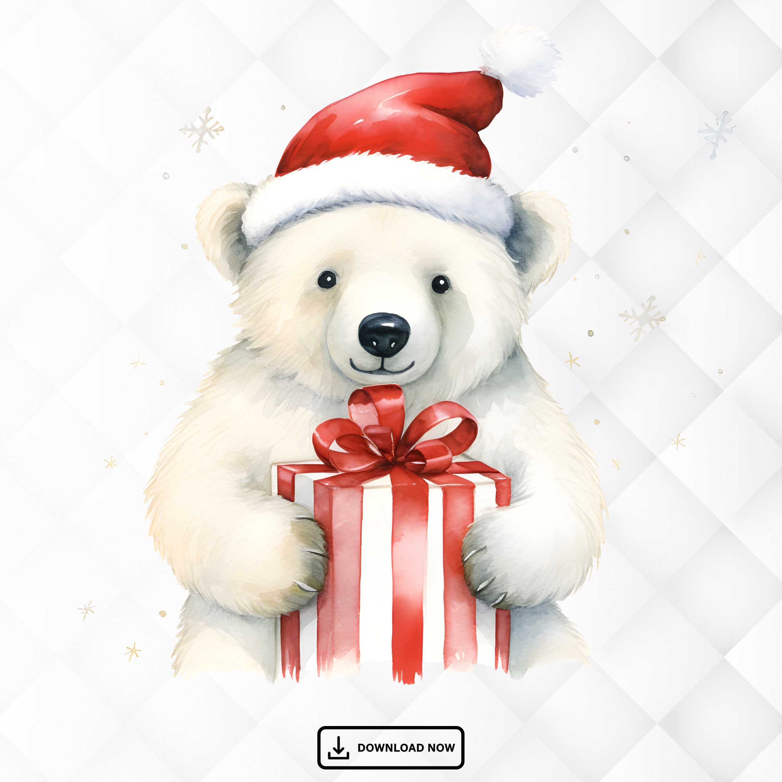 Watercolor Christmas Polar Bear Clipart. 23 Winter Christmas - Etsy