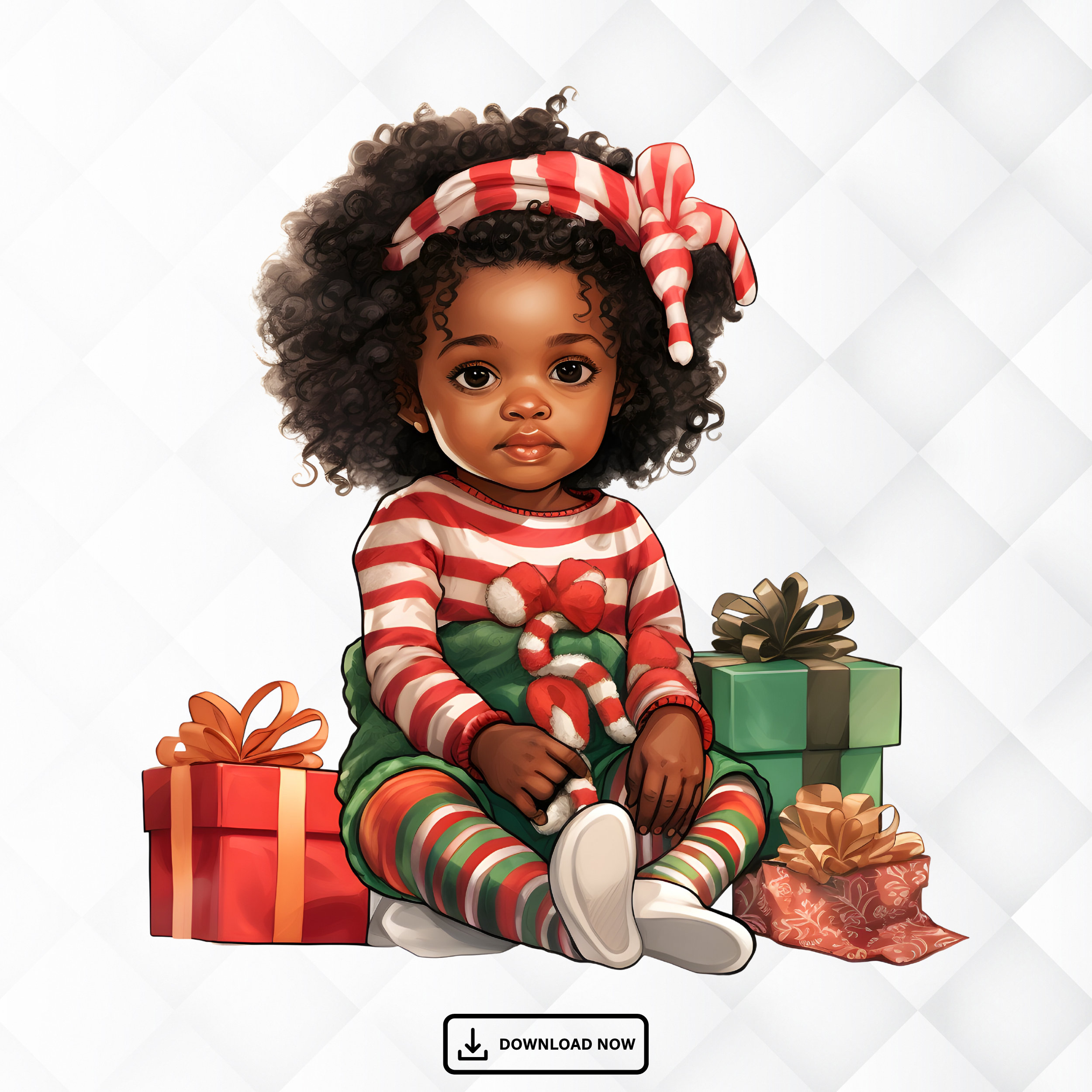 Black Baby Girl Christmas Clipart. 9 Adorable Christmas African ...