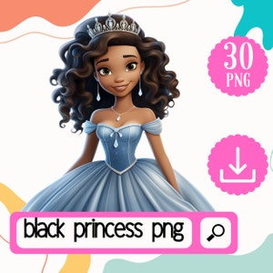 Pretty Black Princess Girls Clipart Set. 30 African American Princess ...