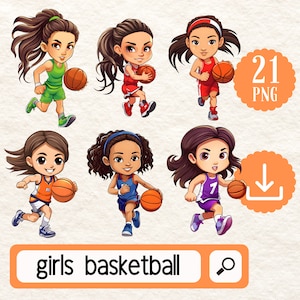 Dynamic Girls Basketball Clipart - 21 Energetic Athletes in Action ...