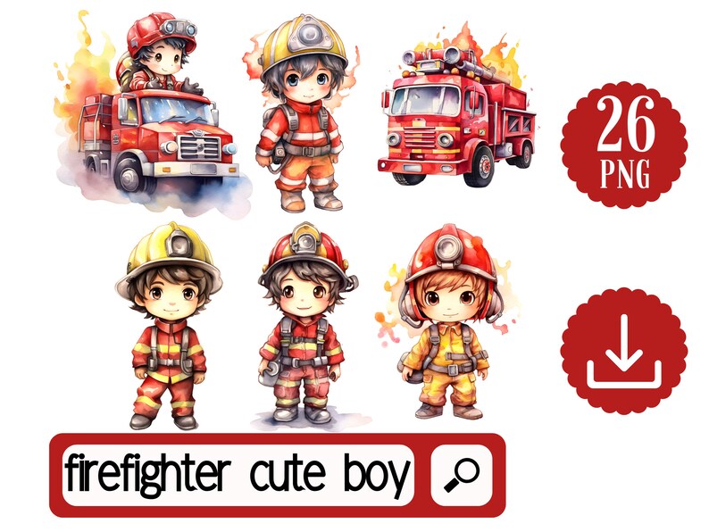 Firefighter Clipart Cute Boy PNG. 26 Fireman Clipart. Fire Truck ...