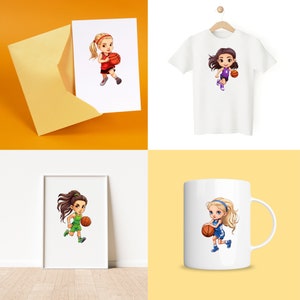 Dynamic Girls Basketball Clipart - 21 Energetic Athletes in Action ...