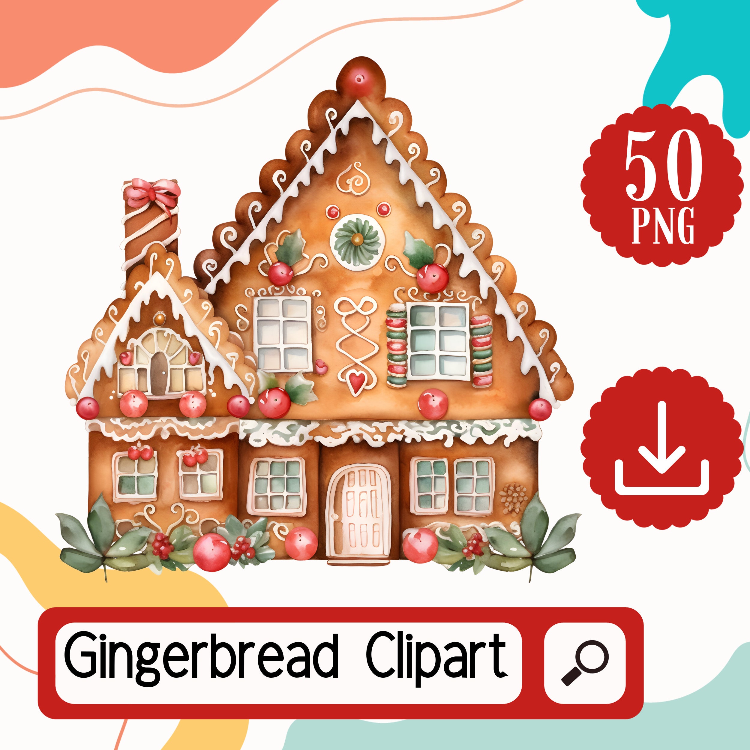 Gingerbread Man & Gingerbread House Clipart. 50 Gingerbread PNG Set ...