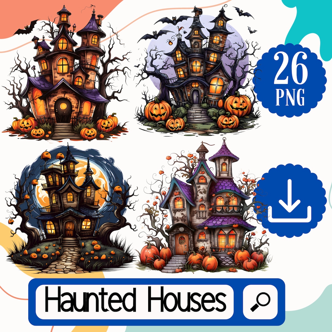 Halloween Haunted House Clipart. 26 Haunted Mansion PNG Digital ...