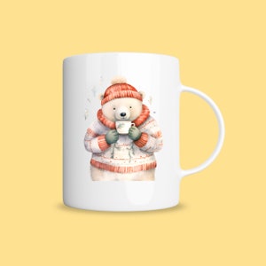 Watercolor Christmas Polar Bear Clipart. 23 Winter Christmas Polar Bear ...