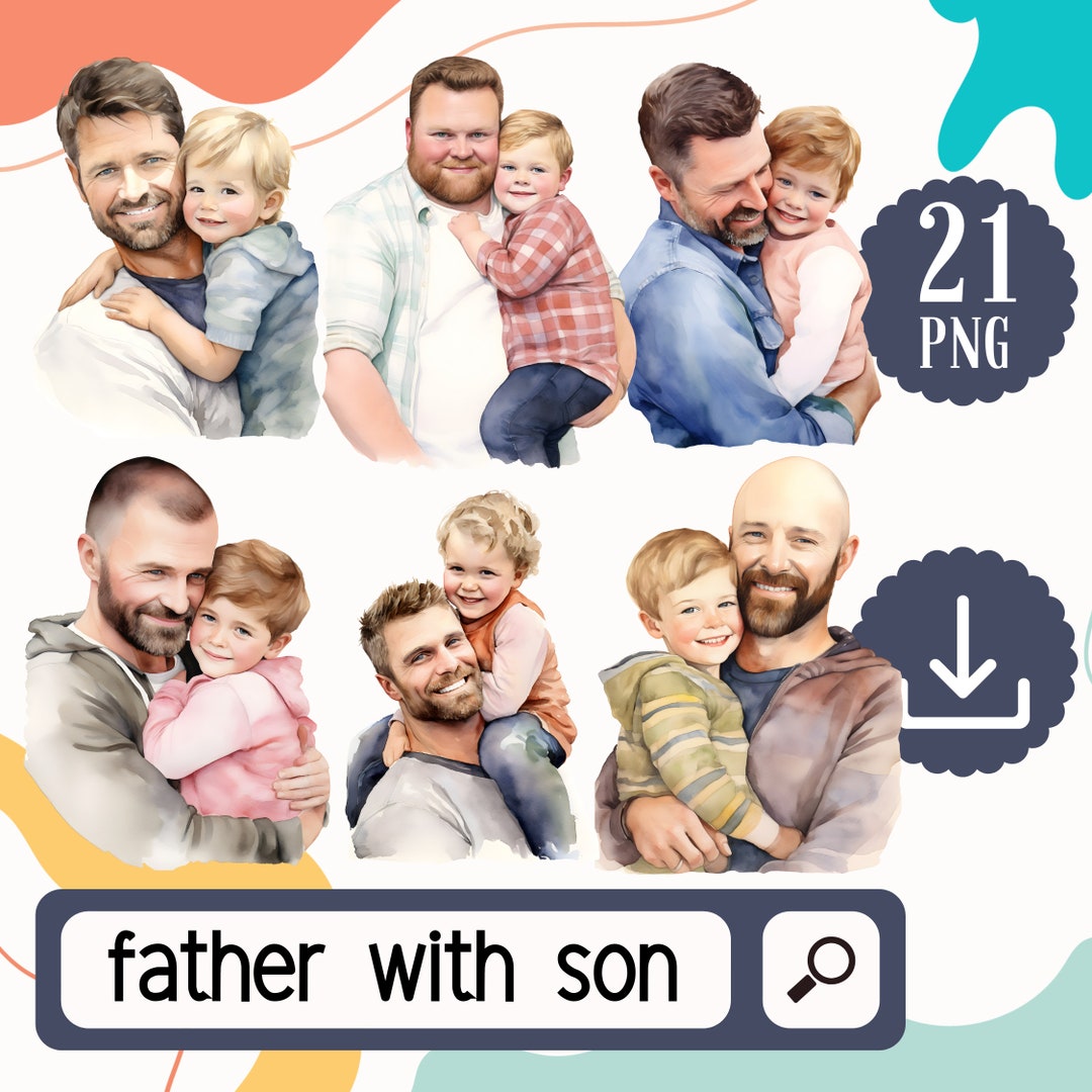 Father and Son Clipart Bundle. 21 Dad and Boy PNG Clipart. Fathers Day ...
