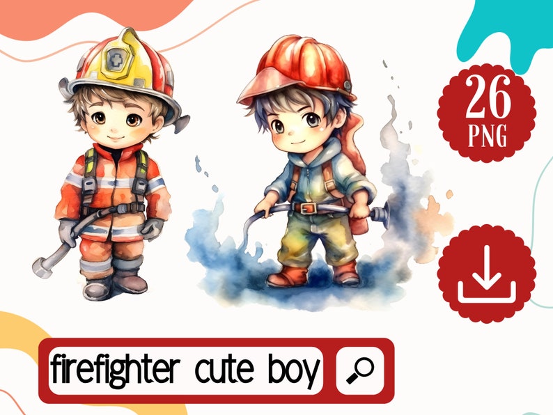Firefighter Clipart Cute Boy PNG. 26 Fireman Clipart. Fire Truck ...