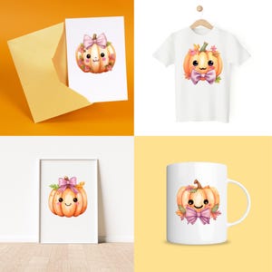 Cute Pink Halloween Pumpkins Clipart Set. 7 PNG Cute Halloween Pumpkin ...