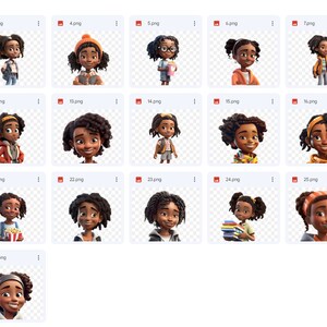 Black Cute Girls Bundle Clipart PNG - Etsy