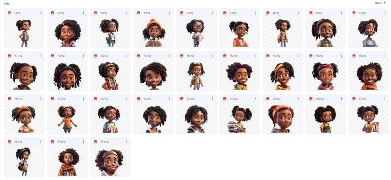 Black Cute Girls Bundle Clipart PNG - Etsy