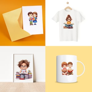 School Kids and School Activities Clipart Set - 30 PNG Students in ...