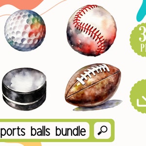 Sports Balls Clipart Bundle PNG. Soccer Ball, Football Clipart ...