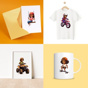 Outdoor Adventure Kids Clipart Bundle - 24 PNG Black Kids in Fun ...