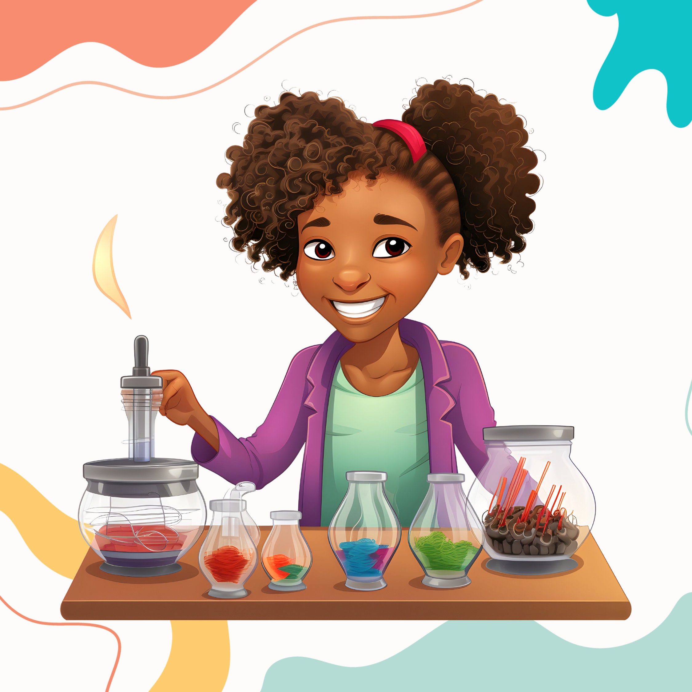 Black Girls School Activities Clipart Set 23 PNG Black Students in ...