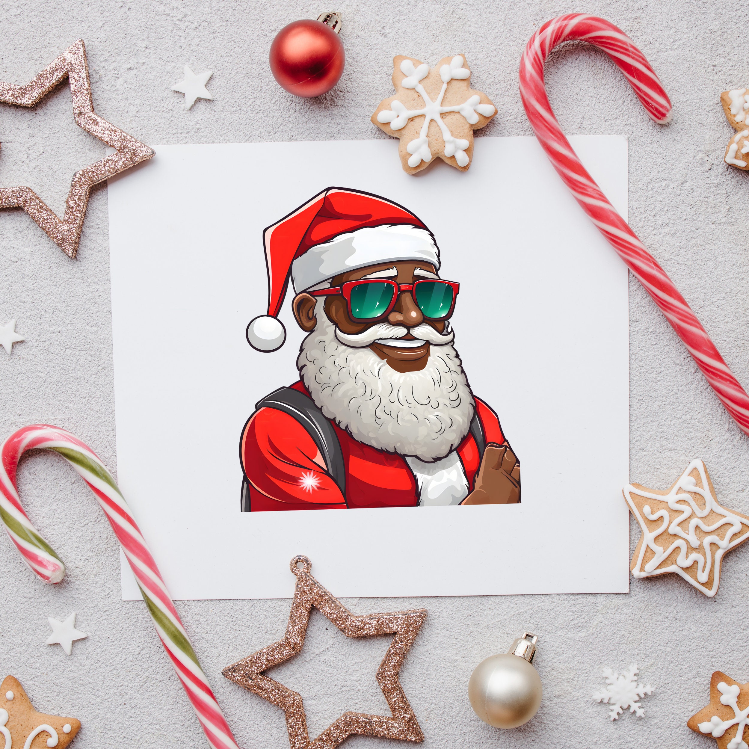 Black Santa Claus Clipart Set. 25 African American Santa Claus PNG ...