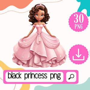 Pretty Black Princess Girls Clipart Set. 30 African American Princess ...