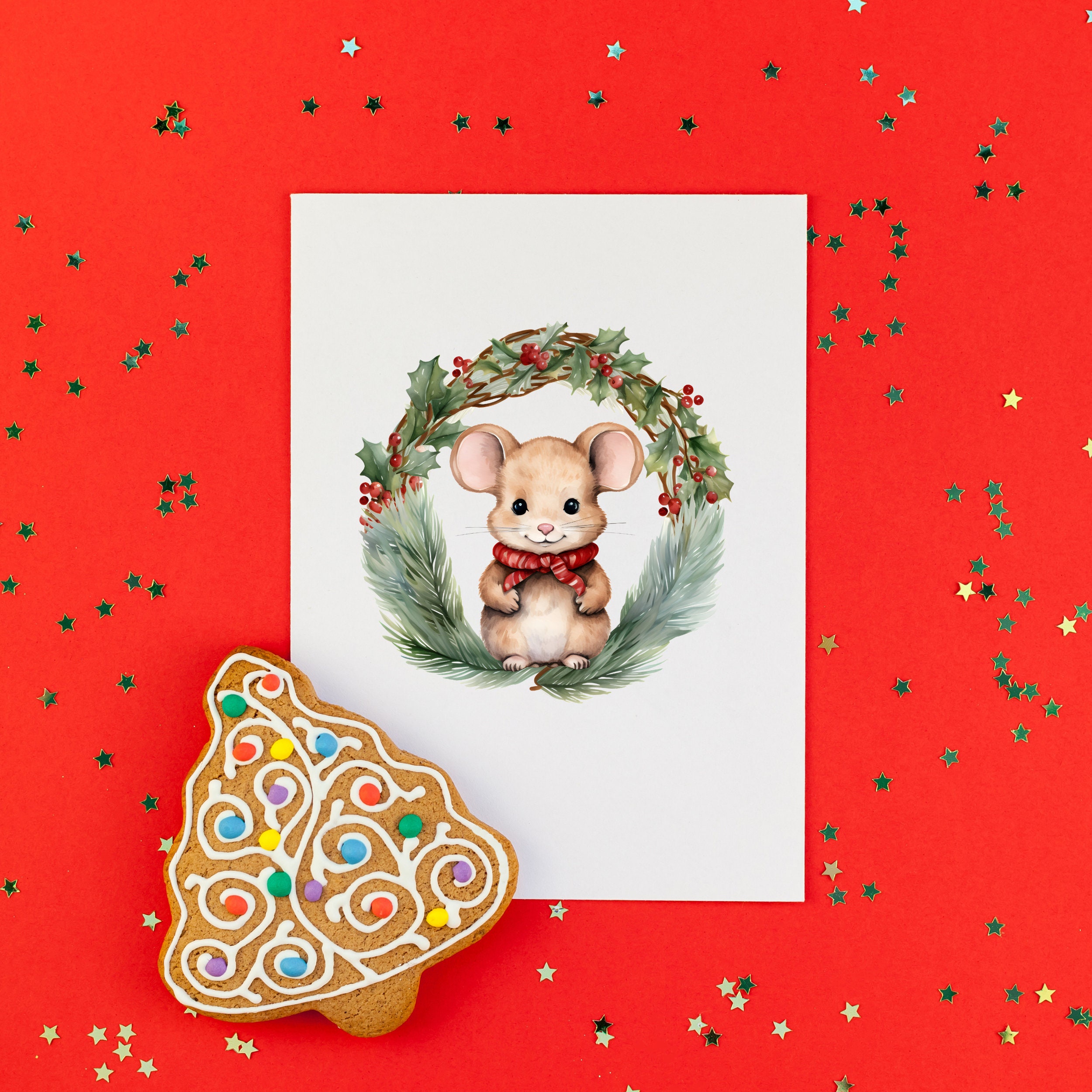 Watercolor Christmas Mice Clipart. 35 Christmas Mice PNG. Cute ...