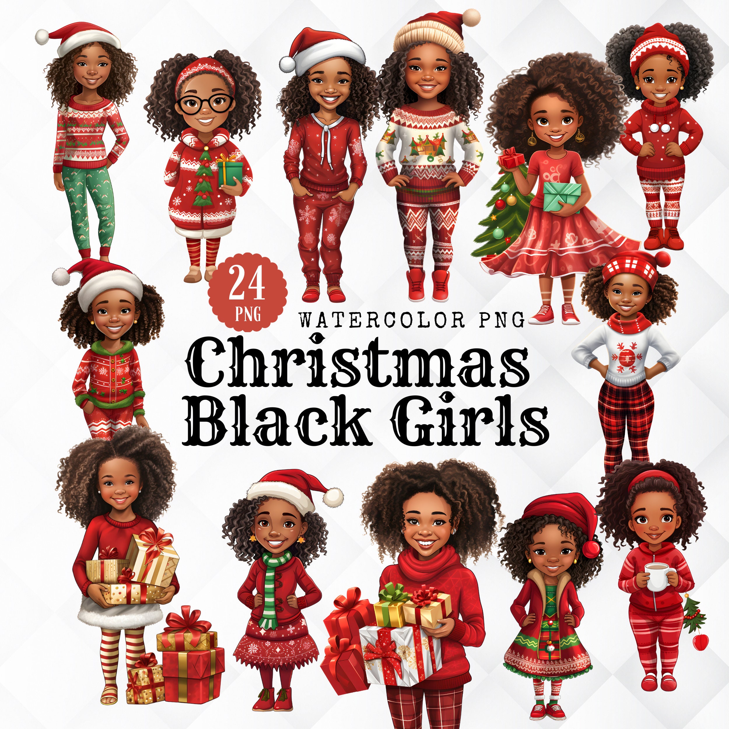 Christmas African American Girls Clipart. 24 Cute Christmas Black Girls ...