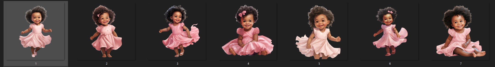 Black Baby Girl in Pink Dress Clipart 7 Little Black Girl PNG Pink Baby ...