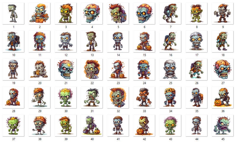 Spooky Zombies and Monsters Clipart PNG, 45 Halloween Zombies Clipart ...
