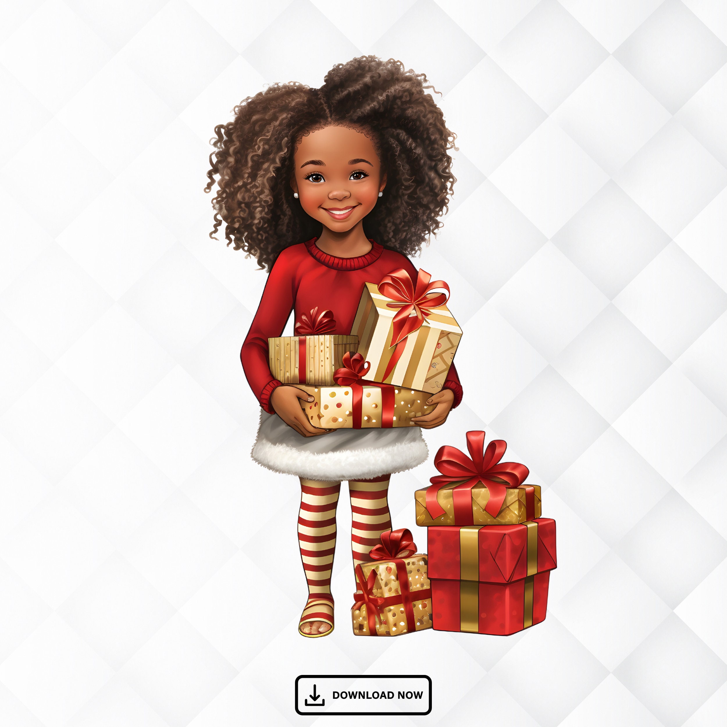 Christmas African American Girls Clipart. 24 Cute Christmas Black Girls ...