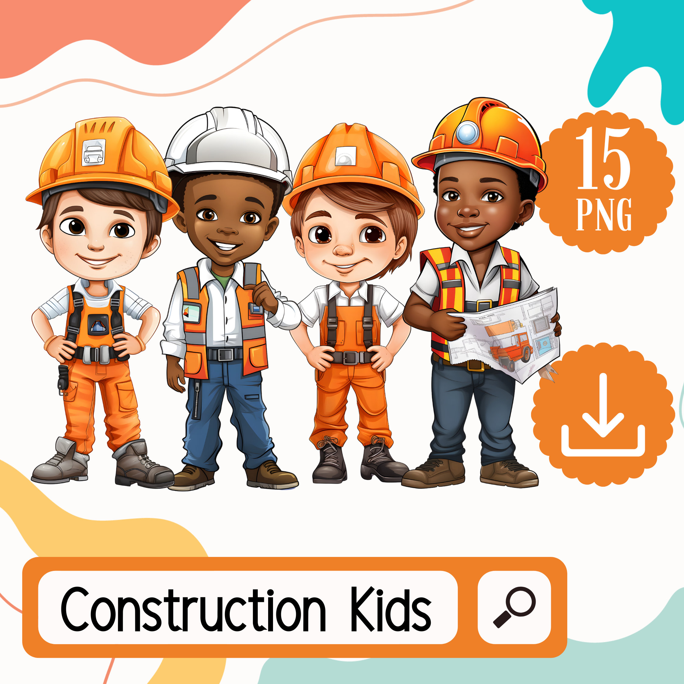 Cute Construction Kids Clipart 15 PNG Construction Builder Theme Kids ...