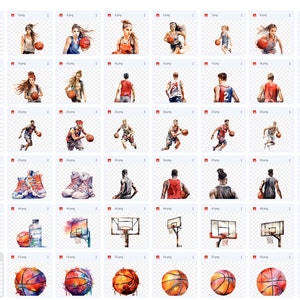 Basketball Clipart Mega Bundle PNG, Watercolor Basketball Png Digital ...